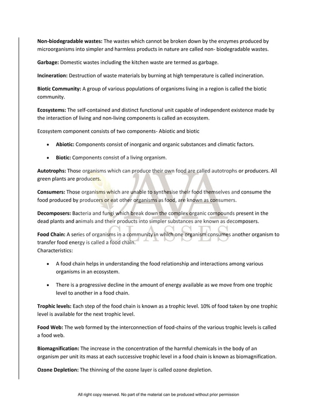 Our Environment Class 10 Science Notes pdf | PDF