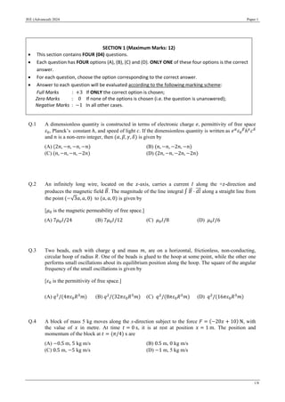 JEE1_This section contains FOUR (04) questions | PDF