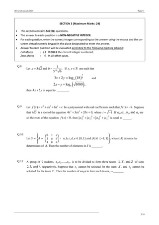 JEE1_This section contains FOUR (04) questions | PDF