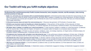 Business Plan and Entrepreneurship Toolkit Overview | PPTX