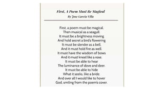 Language of Poetry (This includes presentation about the different ...