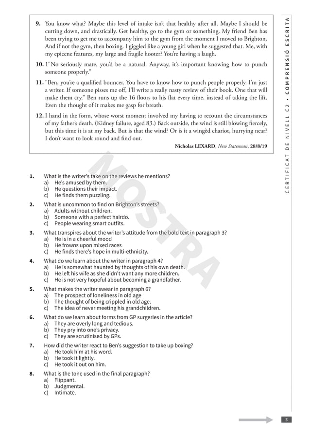 READING & LISTENING COMPREHENSION EOI C2 | PDF