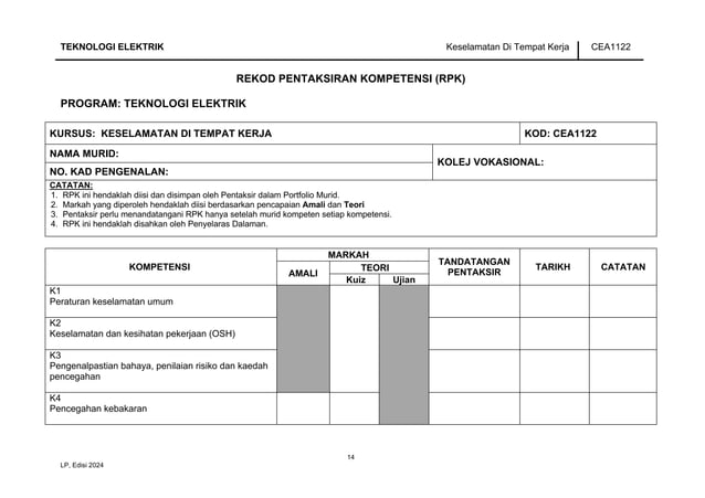 1.DPSK_CEA1122 untuk keselamatan dan kesihatan | PDF