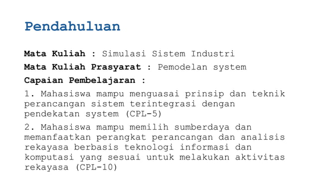 PEMODELAN SISTEM (Update 2024) - Simulasi Sistem Industri | PPTX