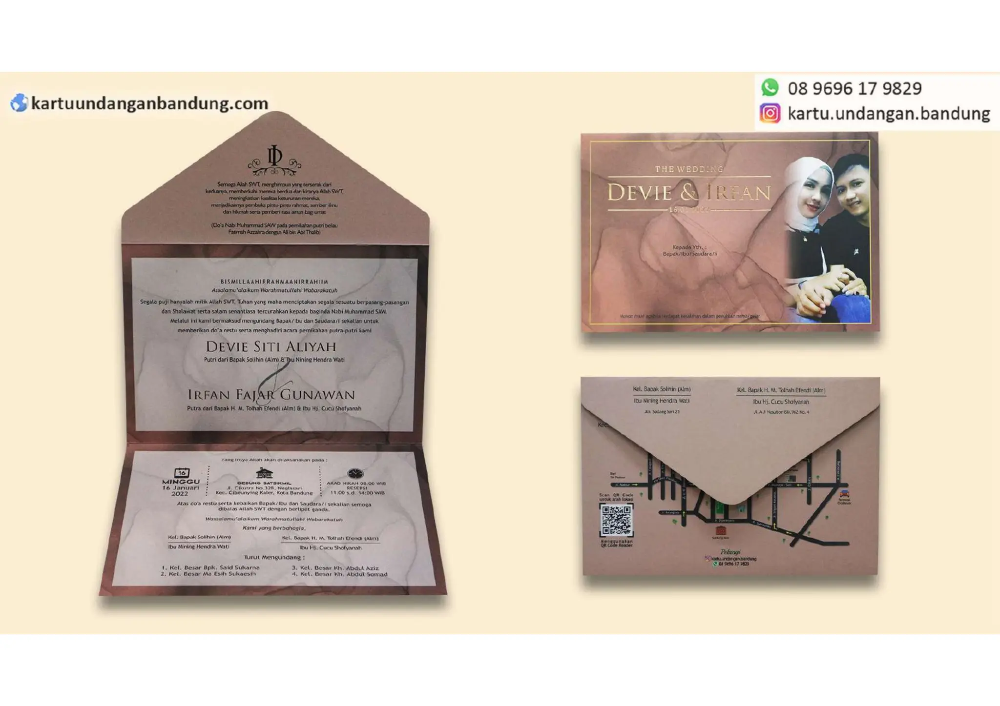 Kartu Undangan Model Softcover Marmer Dusty Salem With Photos | PDF