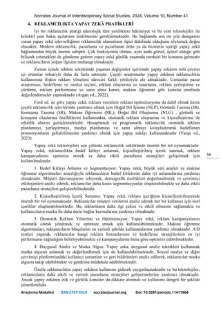 Reklamcılık ve Yapay Zeka Pratiklerini Toplumbilimsel Çözümleme ...