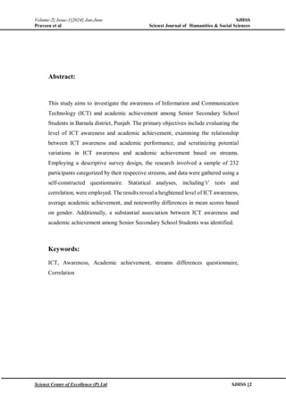 "Impact of academic streams on ICT awareness and academic performance ...