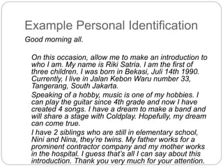 Personal Indetification (Promotion Yourself) | PPT
