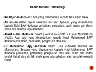 1. Definisi Hadith dalam subject Ulum Hadith | PPTX