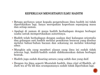 1. Definisi Hadith dalam subject Ulum Hadith | PPTX