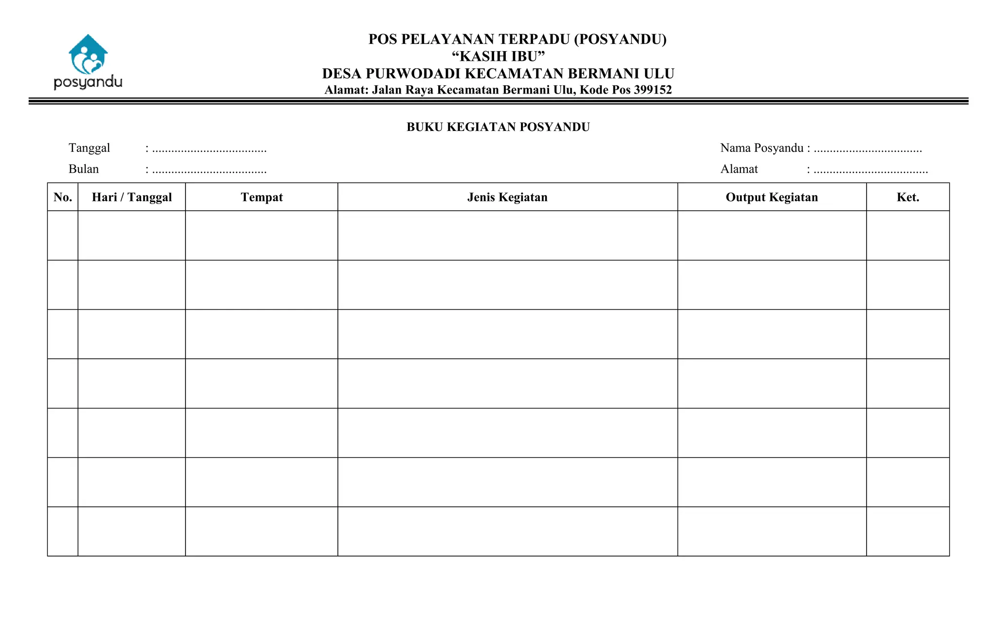 Contoh Buku Kegiatan untuk pelaksanaan administrasi Posyandu.docx