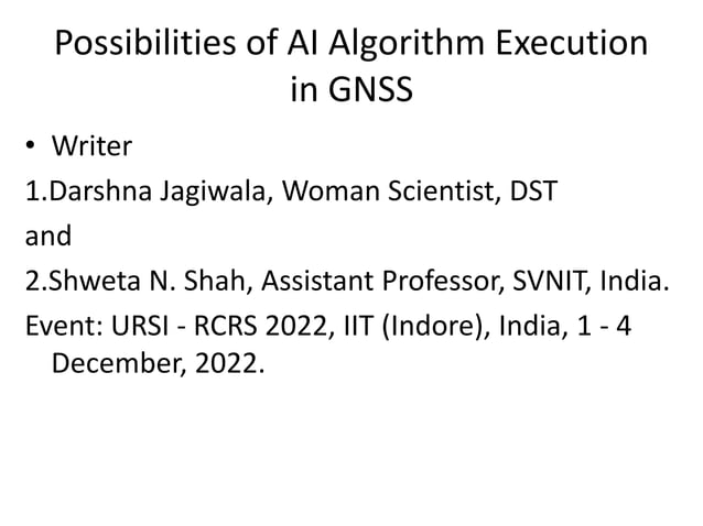 1.Possibilities of AI Algorithm Execution in GNSS.pptx | Free Download