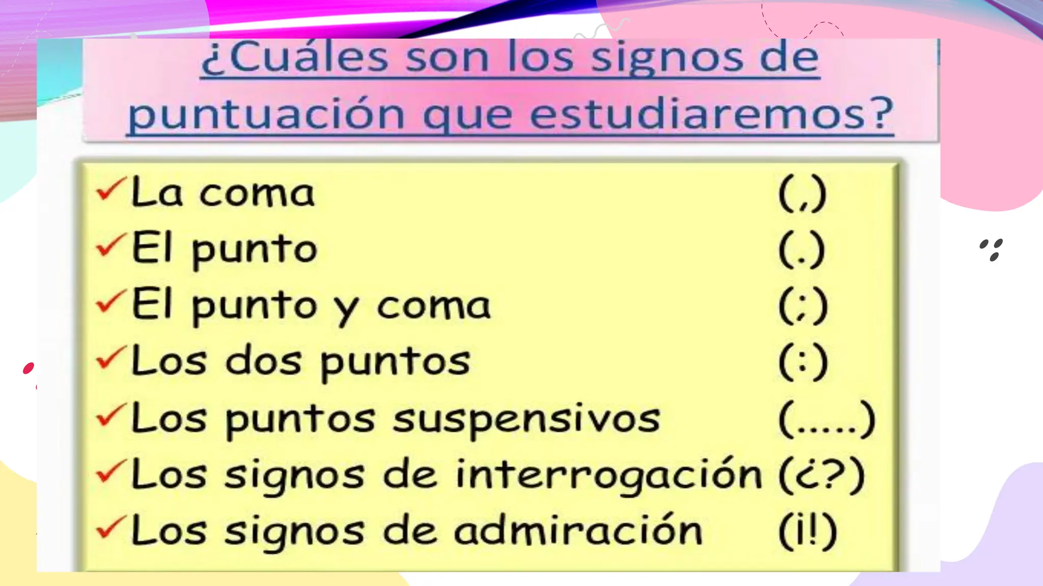 LOS SIGNOS DE PUNTUACION: El punto, la coma y dos puntos. | PPT