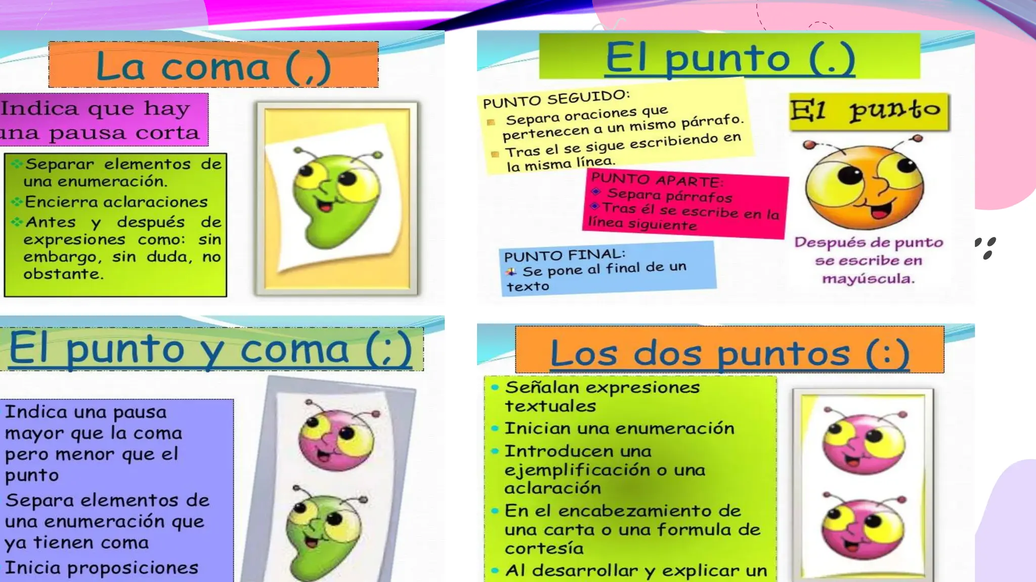 LOS SIGNOS DE PUNTUACION: El punto, la coma y dos puntos. | PPT ...