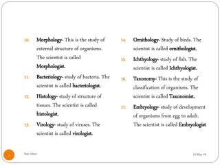 1. Introductin to biology meant for form 1, grade 9 | PDF