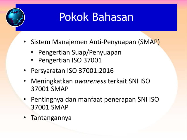 Awareness SNI_ISO 37001_"PEMBEKALAN Awareness SNI ISO 37001 (Sistem Manajemen Anti-Penyuapan ...
