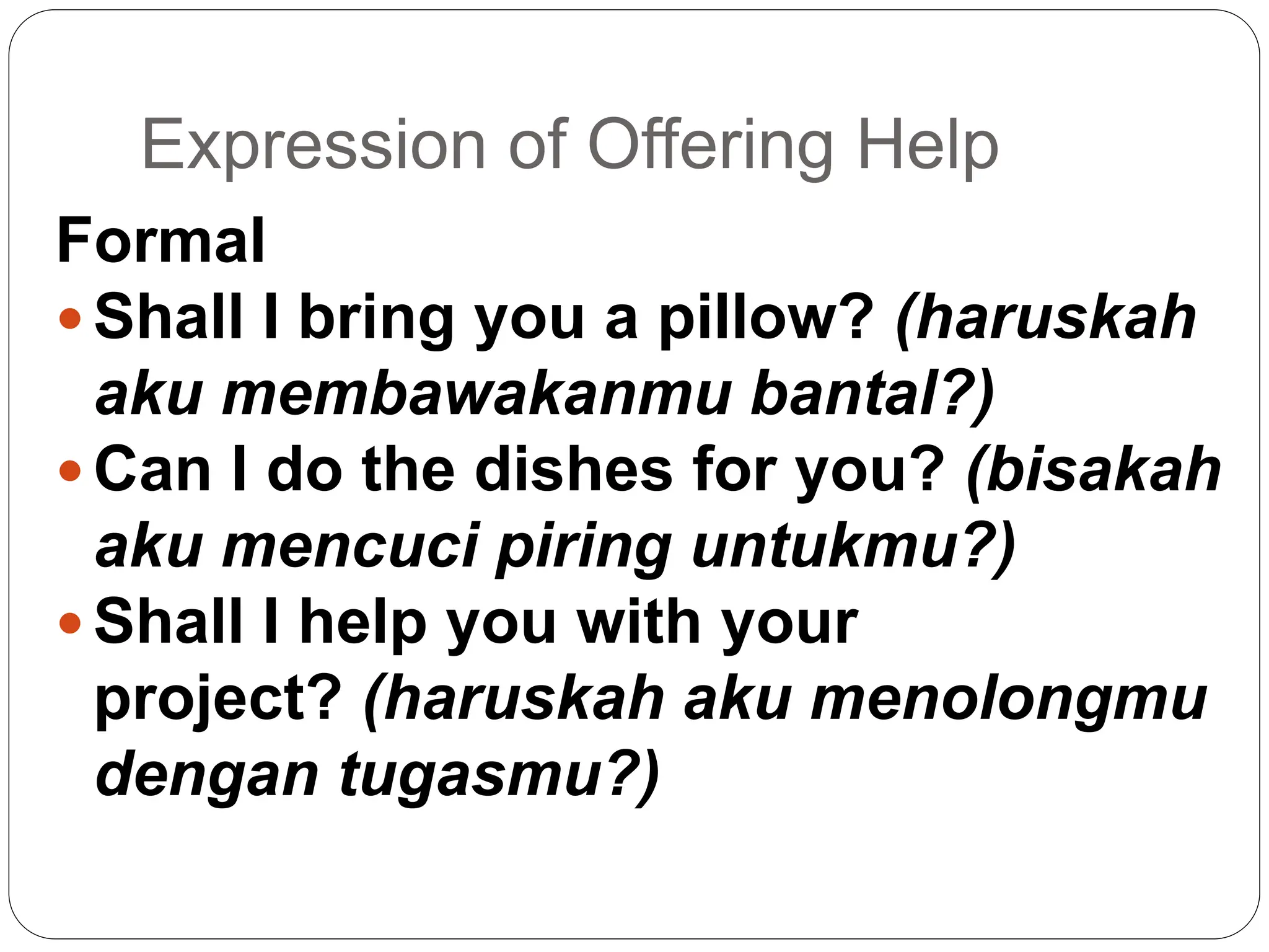 Expression Asking and Offering for Help. | PPT