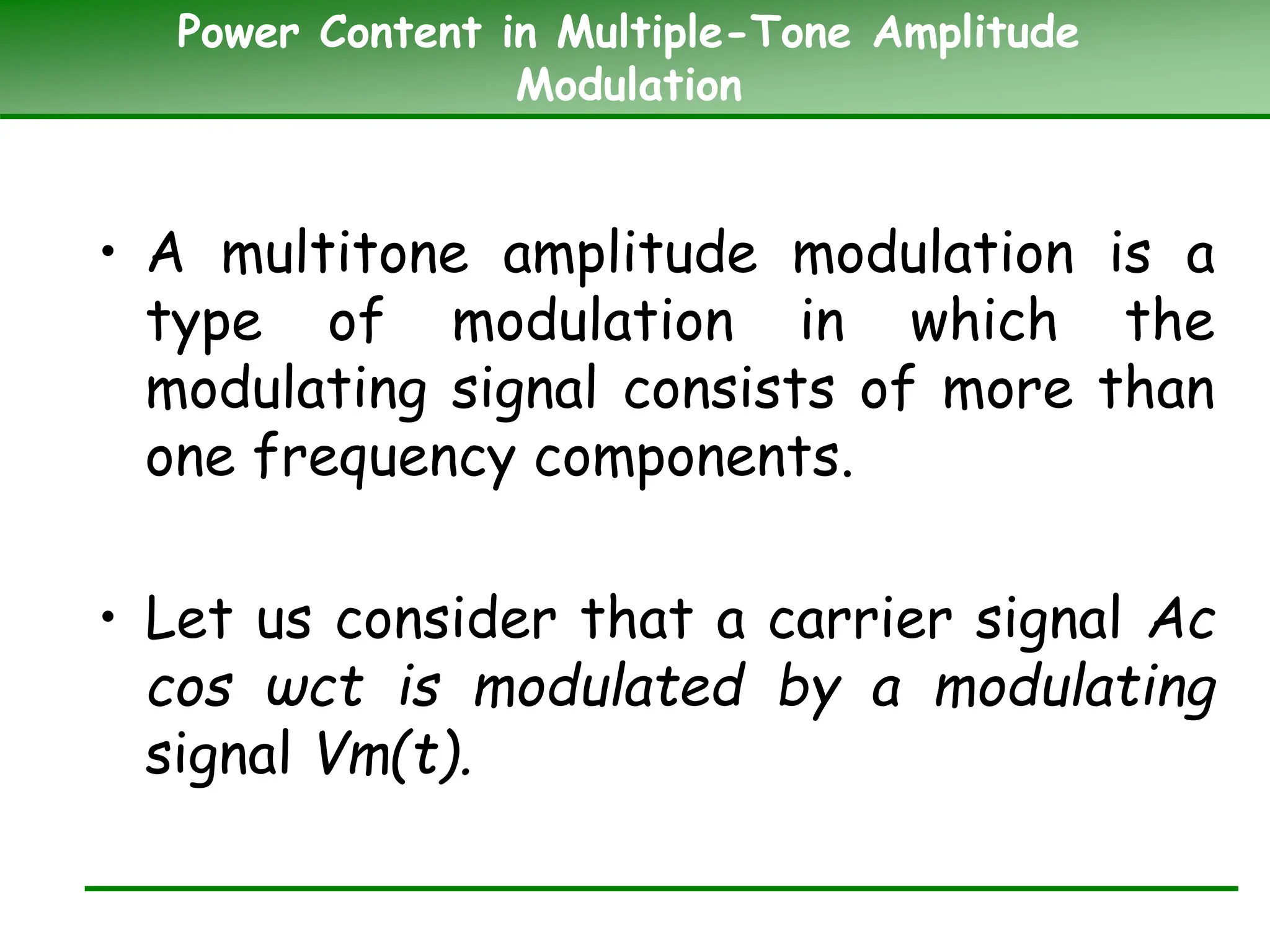 Amplitude Modulation And Problems In Am Ppt
