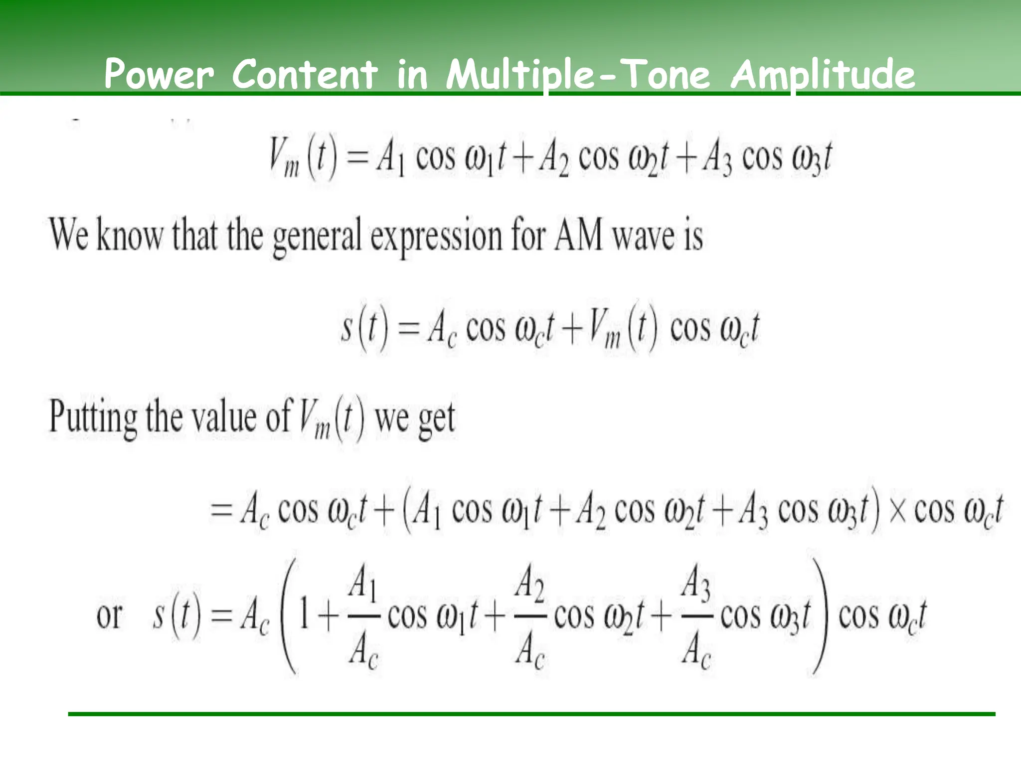 Amplitude Modulation And Problems In Am Ppt