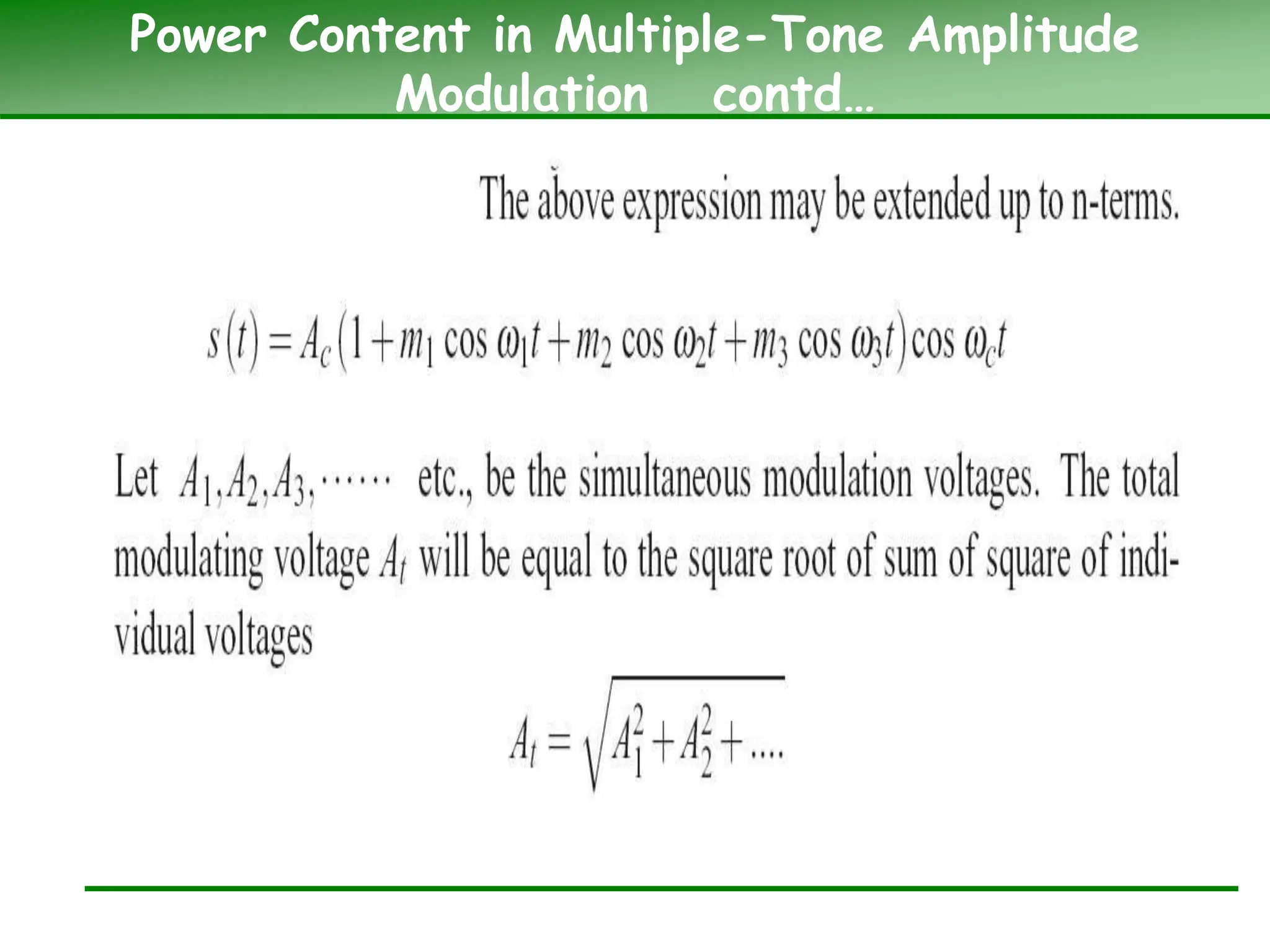 Amplitude Modulation And Problems In Am Ppt