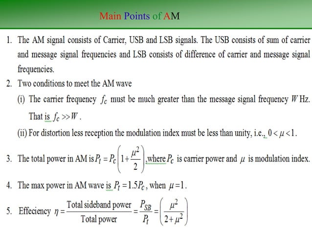.Amplitude Modulation and Problems in AM | PPT