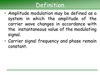 .Amplitude Modulation and Problems in AM | PPT