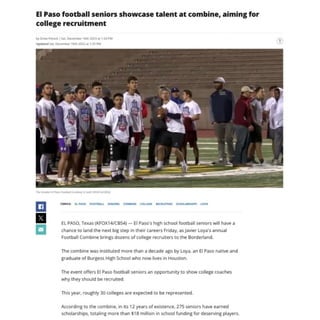 Javier Loya's Annual Football Combine and Scholarships | PDF