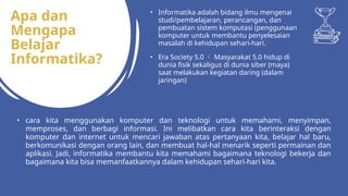 Kenalan dengan Informatika yuk!!! Kelas 7 | PPT