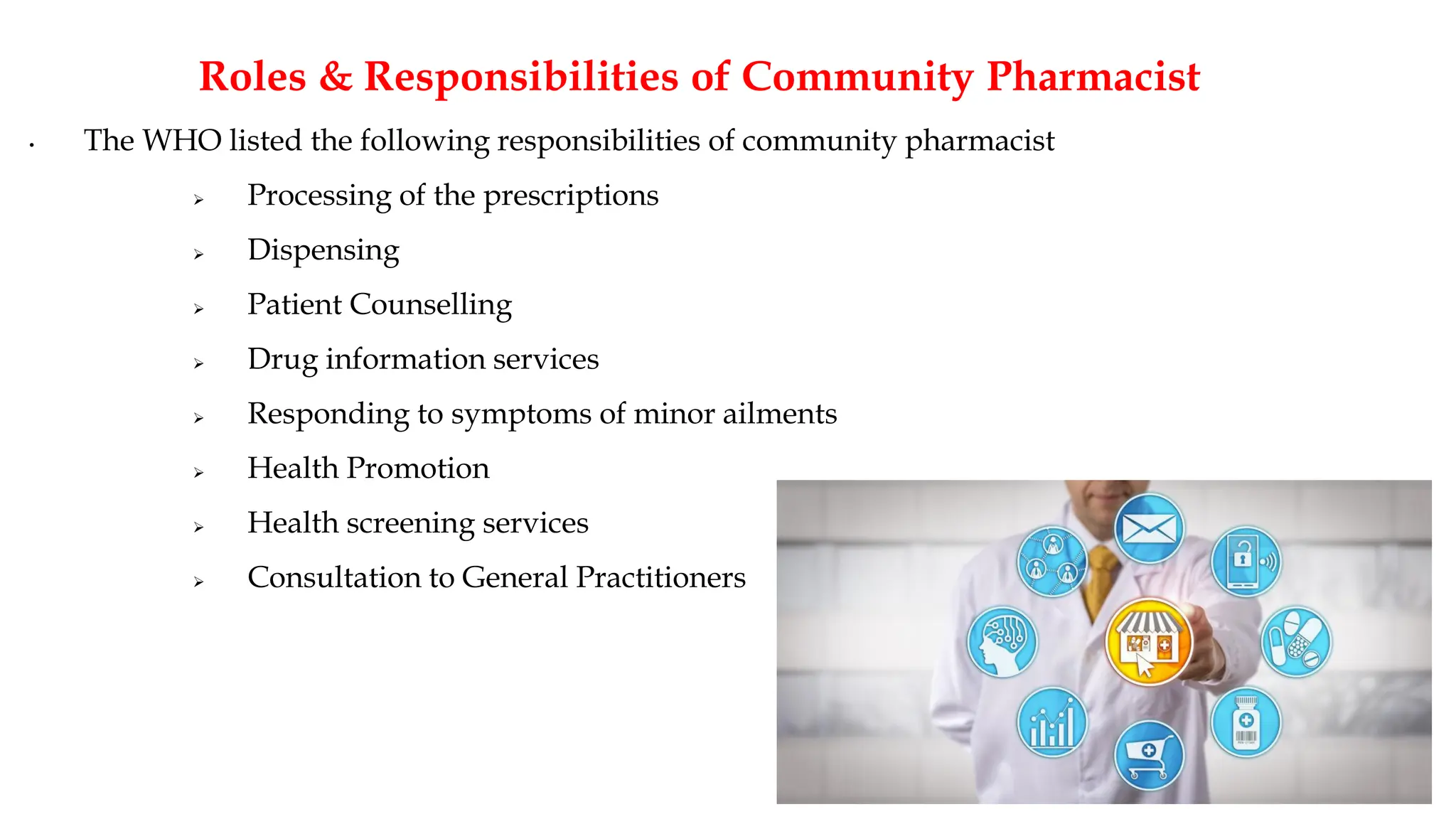Definition, scope of community pharmacy & Roles and responsibilities of ...
