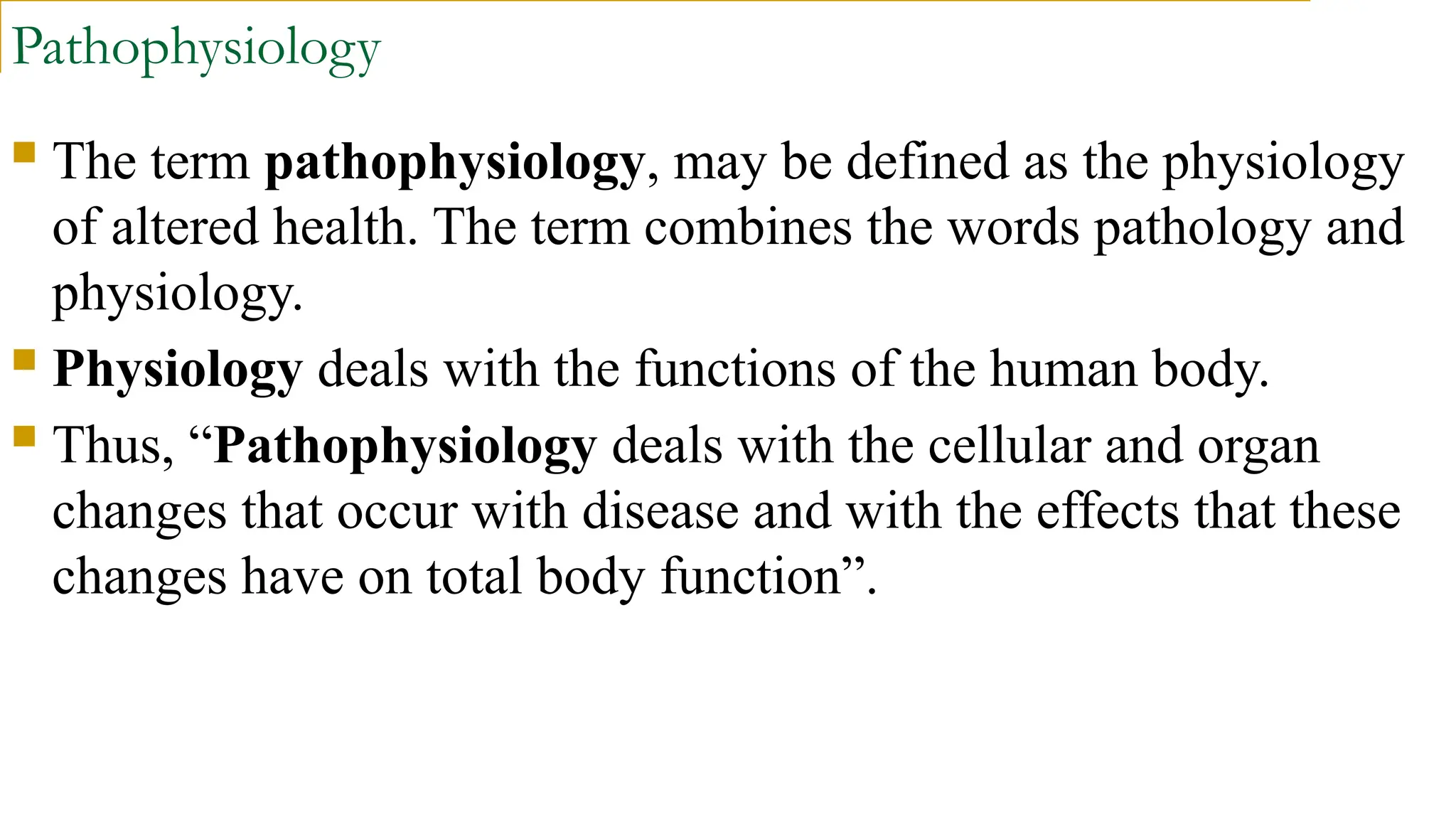 Introduction to Pathophysiology for BScN | PPT