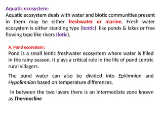 Ecosystems and their importance and classification | PPTX