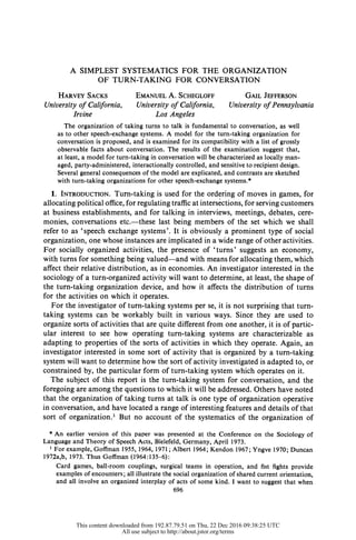 1. A simplest systematics for the organization of turn-taking for ...