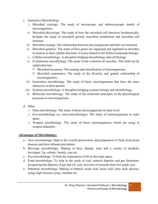 Introduction History and Scope of Microbiology | PDF