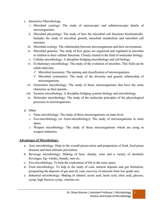 Introduction History and Scope of Microbiology | PDF