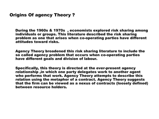 1. Agency Theory and its implications and assumptions | PPT