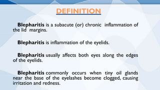 Blepharitis is a common eye condition that causes inflammation of the ...