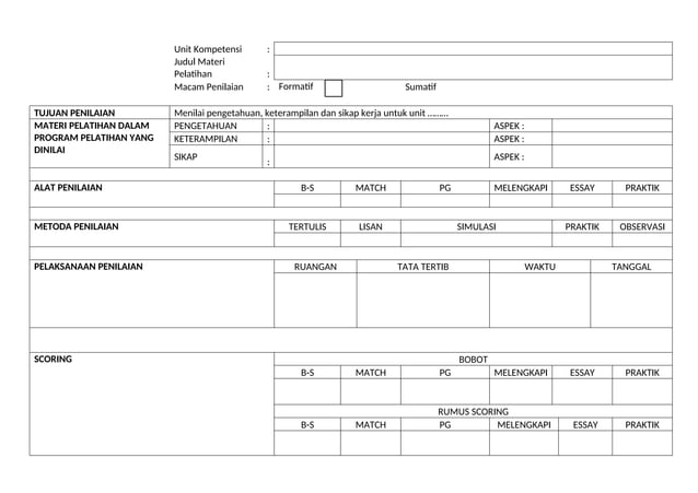 Format Rencana Penilaian . Format Rencana | DOCX