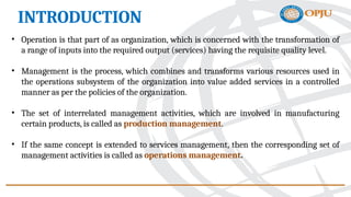 Concepts and principles of Operations Management | PPTX | Manufacturing Industry | Industries