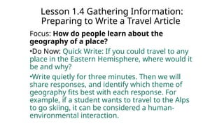 Writing a Travel Article for the 6th Grade Social Studies | PPTX