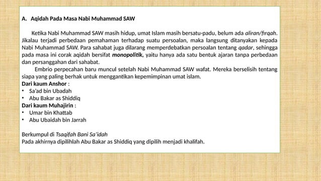 Sejarah Ilmu Kalam : Lahirnya aliran-aliran dalam ilmu kalam | PPT