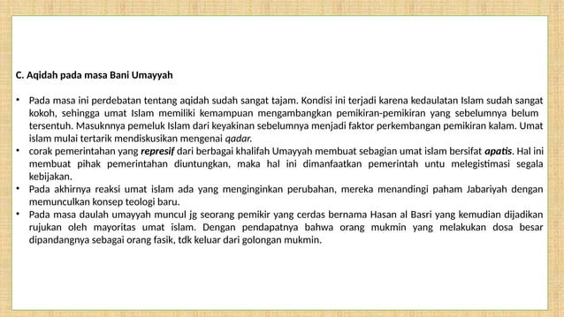 Sejarah Ilmu Kalam : Lahirnya aliran-aliran dalam ilmu kalam | PPT