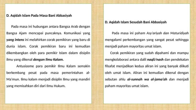 Sejarah Ilmu Kalam : Lahirnya aliran-aliran dalam ilmu kalam | PPT