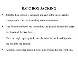 BOX JACKING construction technique usedue | PPT