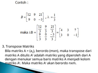 Pengertian dan Operasi Matriks -Alabar Linier | PPT