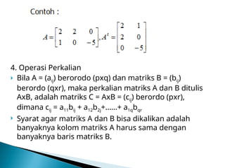 Pengertian dan Operasi Matriks -Alabar Linier | PPT