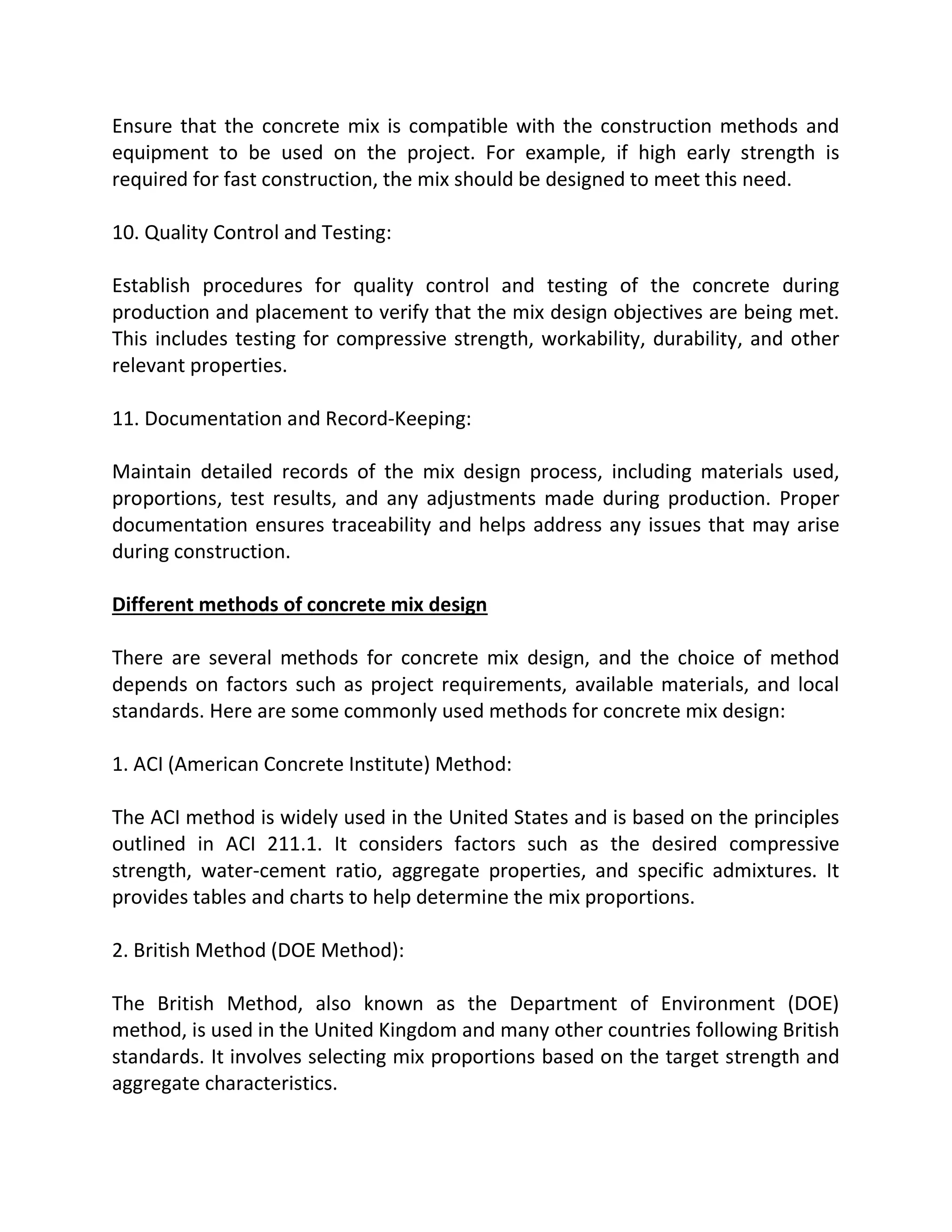 Mix design of concrete used in construction | PDF
