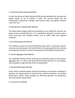 Mix design of concrete used in construction | PDF