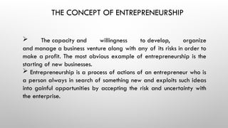 Entrepreneurship and its theories , types | PPTX