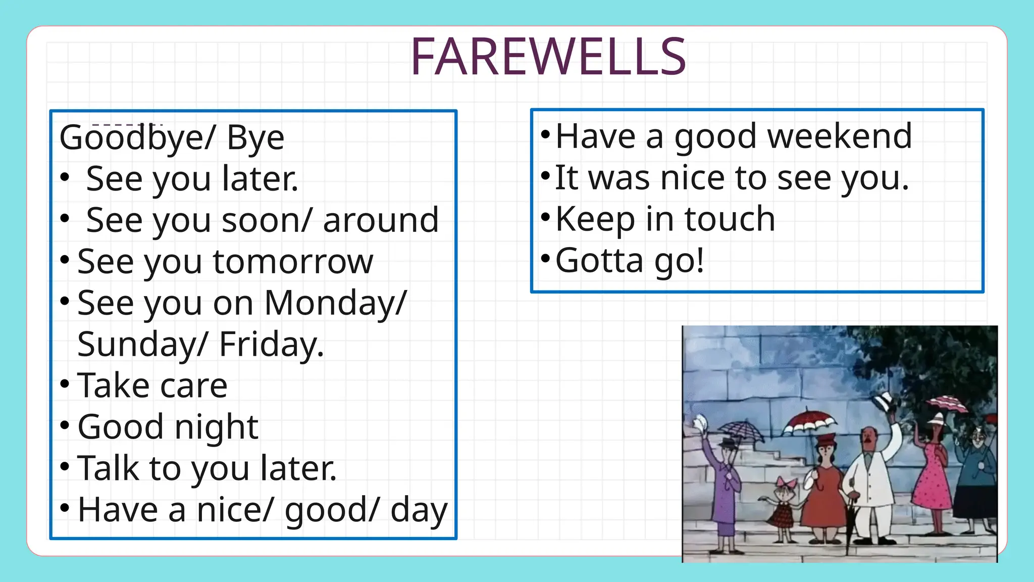 GREETINS AND FAREWELLS VOCABULARY PPTESL | PPTX