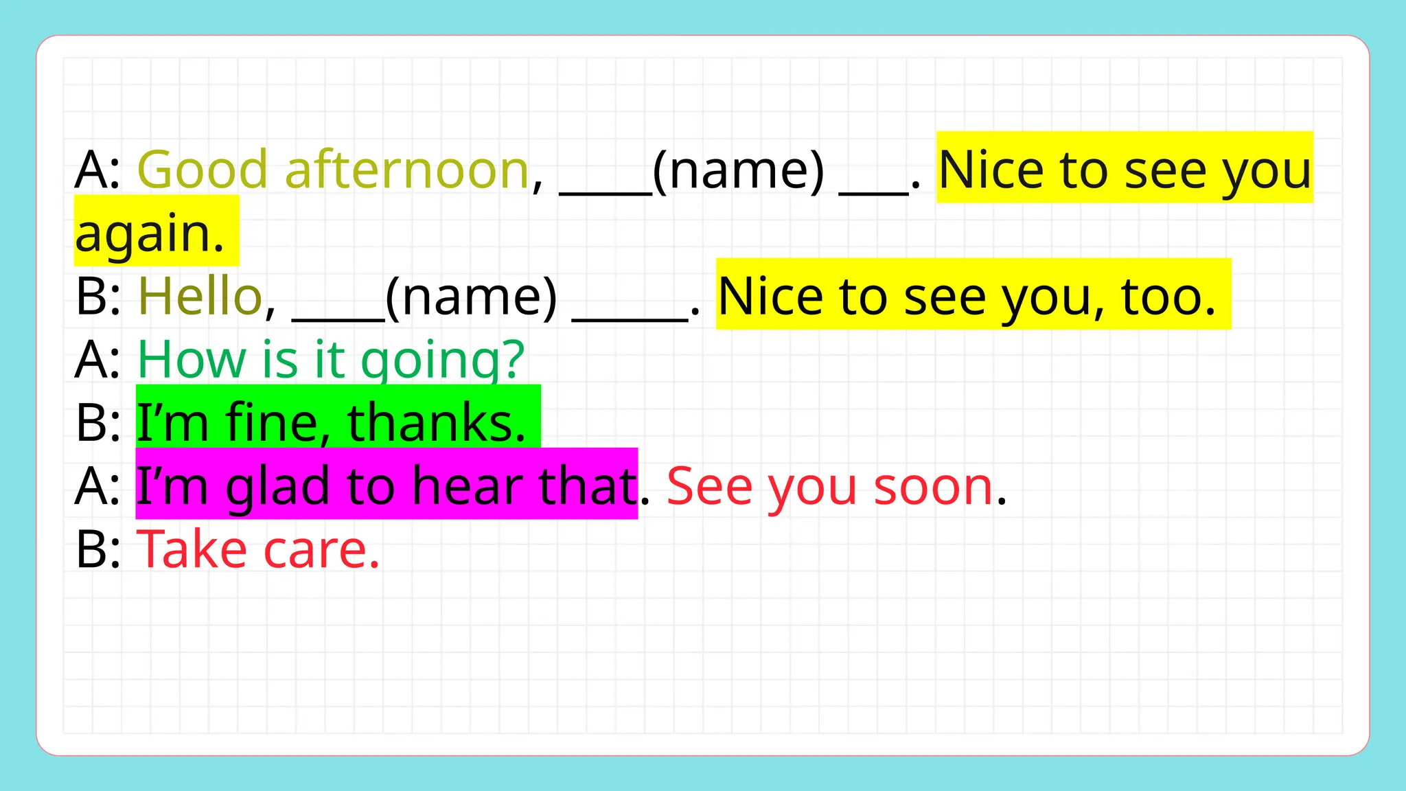 GREETINS AND FAREWELLS VOCABULARY PPTESL | PPTX